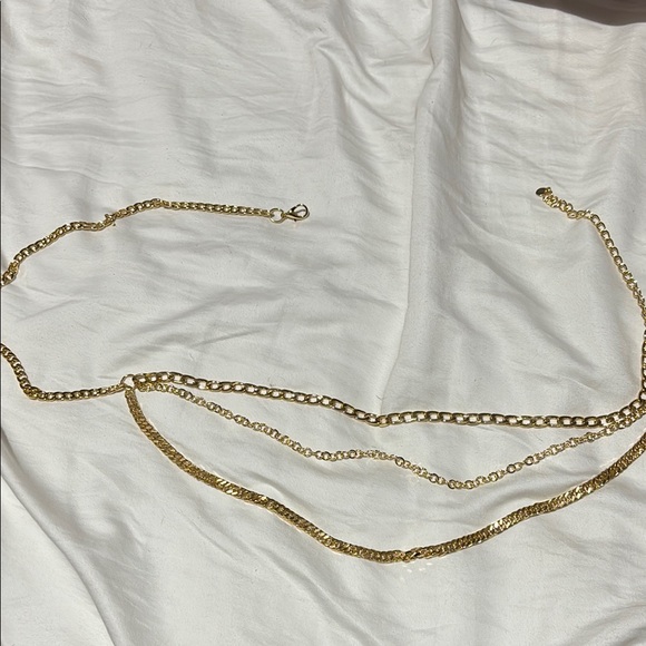 Accessories | Belt Chic Gold Three Layered Chain Belt Mixed Chains ...
